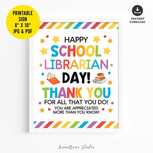School Librarian Day Sign Printable, Thank You School Librarians ...