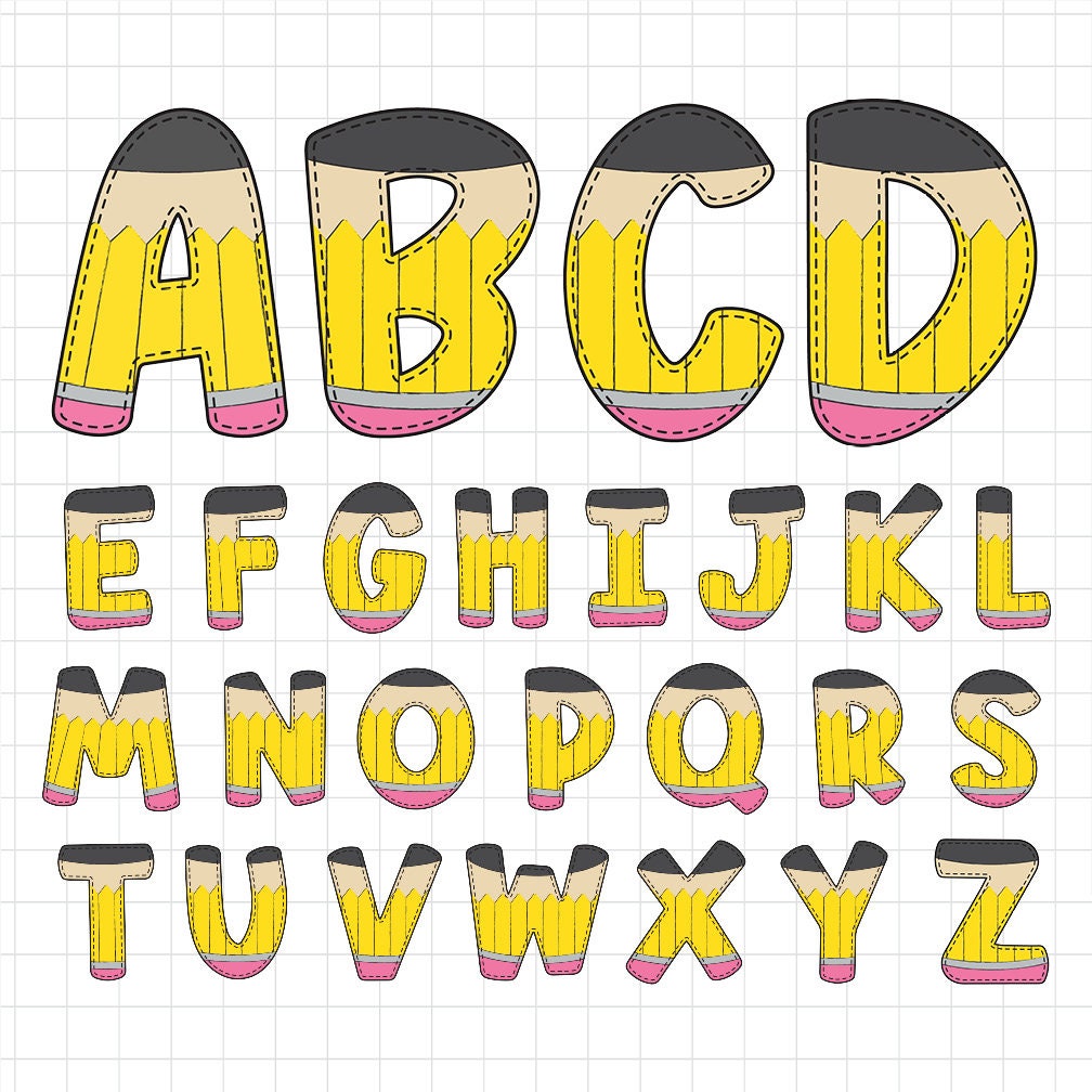 School Doodle Alphabet Bundle School PNG Letters Numbers & - Etsy