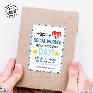 Happy Social Work Day Tag Printable, Social Worker Appreciation Gift ...