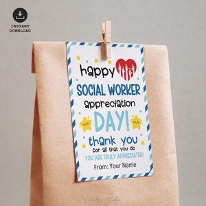 Happy Social Work Day Tag Printable, Social Worker Appreciation Gift ...