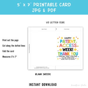 Patient Access Week Card Printable, Patient Access Professionals Week ...