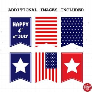 4th of July Banner Printable, Patriotic Decor, Red White Blue Banner ...
