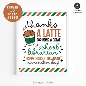 School Librarian Appreciation Day Sign Printable, School Librarian Day ...
