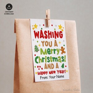 Washing You a Merry Christmas Tags Printable Soap Gift Label, Happy New ...