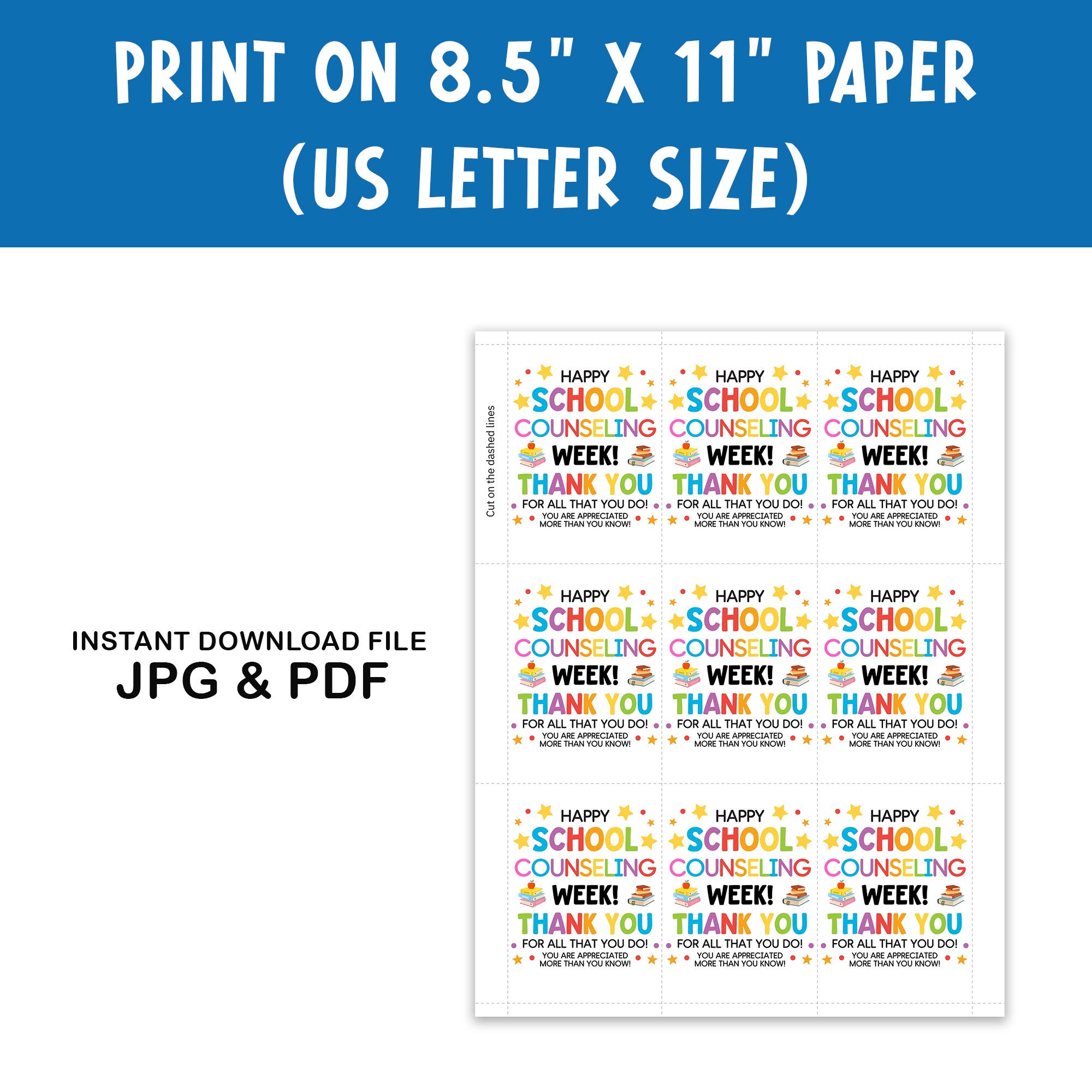 School Counseling Week Gift Tag Printable Counselor Appreciation Tags ...