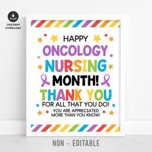 Oncology Nurses Month Sign Printable, Happy Oncology Nursing Month ...