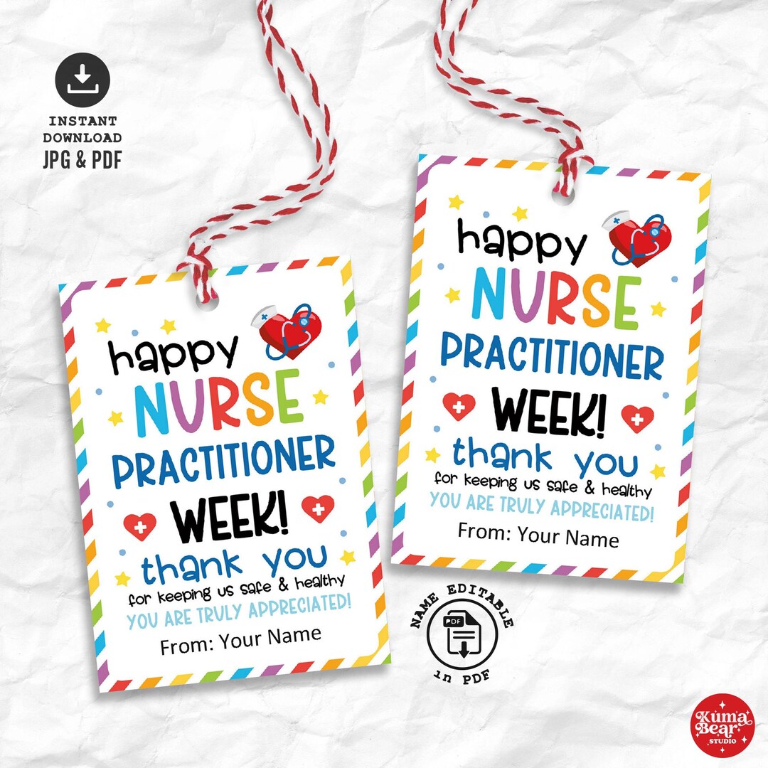 NP Week Gift Tags, Nurse Practitioner Appreciation Printable, Thank You ...