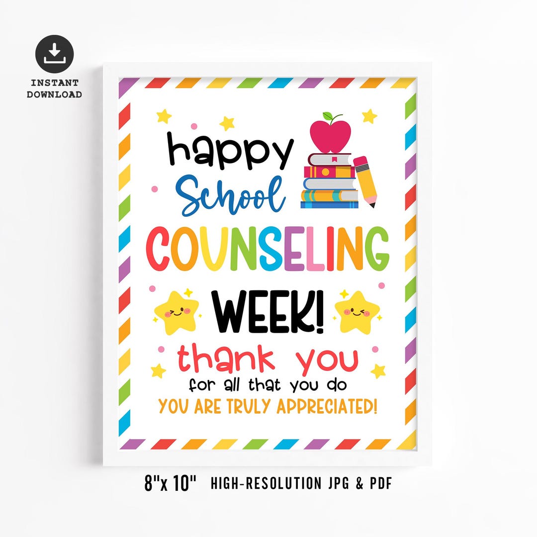School Counseling Week Printable Poster, School Counselor Thank You ...