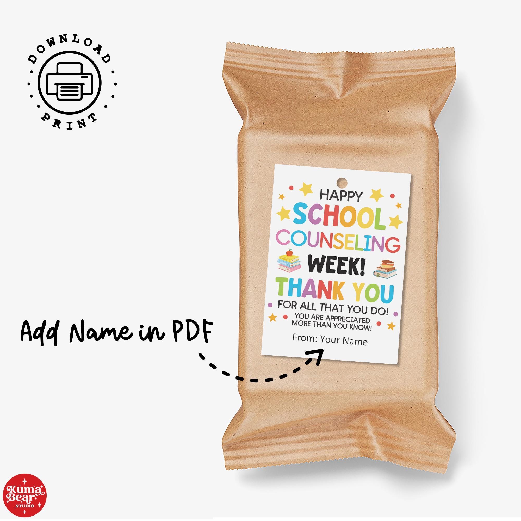 School Counseling Week Gift Tag Printable Counselor Appreciation Tags ...