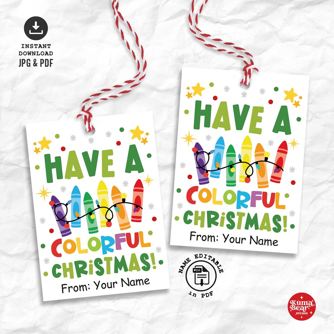 Kids Christmas Gift Tags Printable, Classroom Favor Tag, Goodie Bag ...