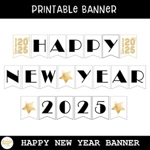Happy New Year 2025 Printable Banner New Year Party Decoration, New ...