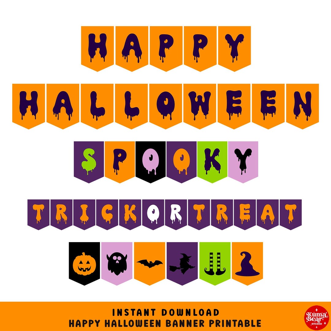 Halloween Banner Printable: Spooky Party Decor, Trick or Treat Sign ...