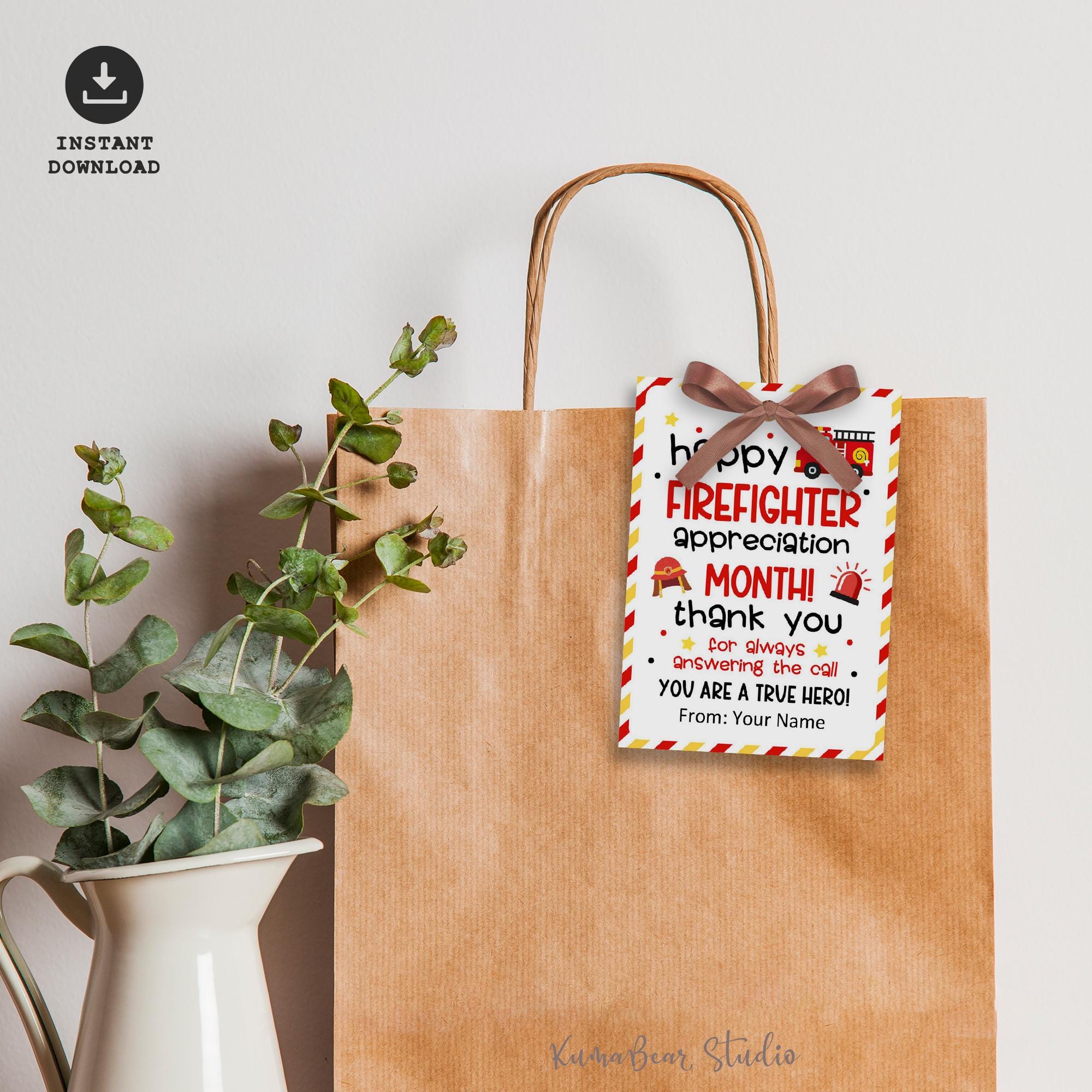 Firefighter Appreciation Gift Tags: Printable Thank You Tags (PDF & JPG ...