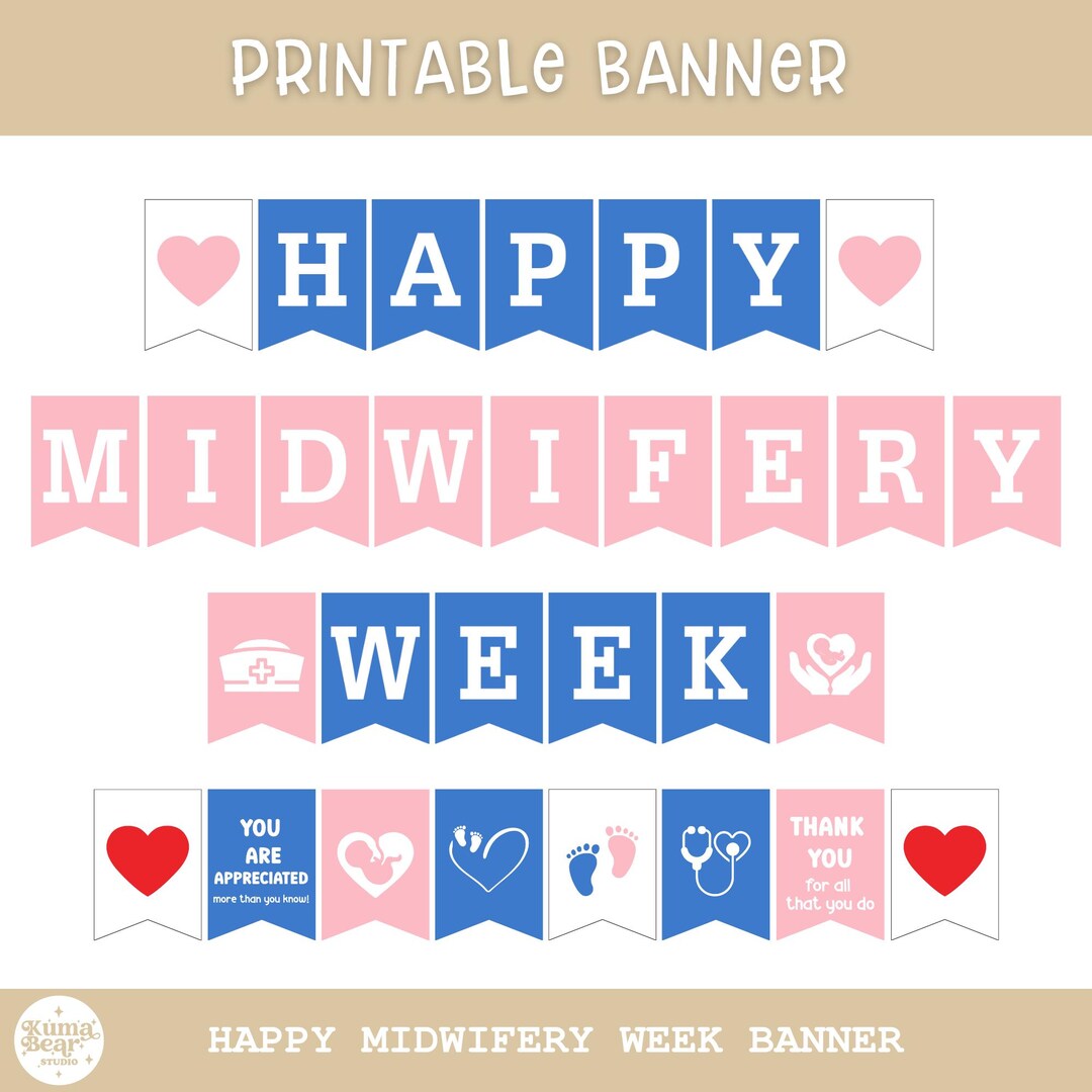 Midwifery Week Banner Printable Midwife Bunting Flags Banners Signs ...