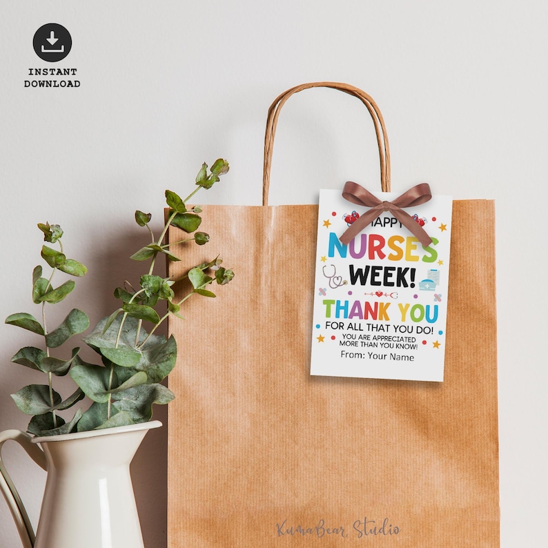 Nurse Appreciation Week Tag Printable, Editable Thank You Gift Tag for ...