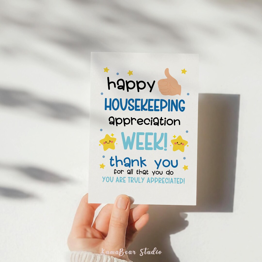Housekeeping Week Card Printable – Staff Recognition Thank You Greeting ...