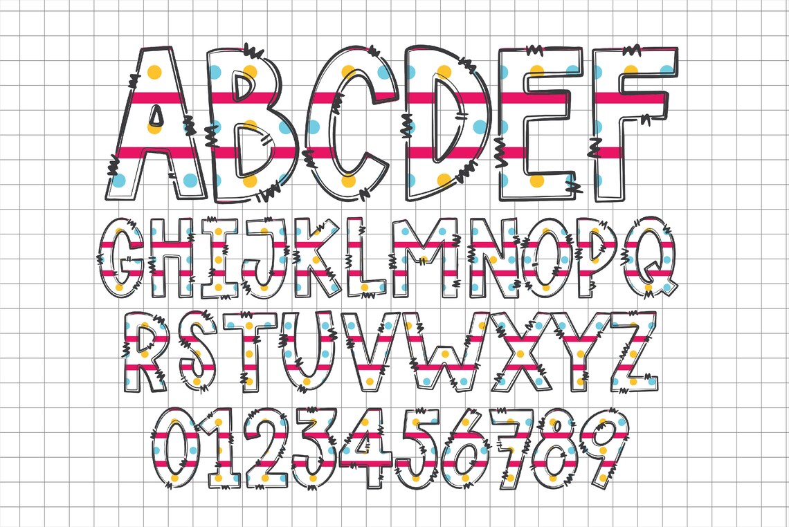 Dots Doodle Alphabet PNG Bundle Star PNG Letters Cute | Etsy