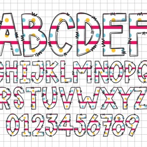 Dots Doodle Alphabet PNG Bundle, Star PNG Letters, Cute Alphabet PNG ...