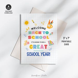 Back to School Card Printable, Happy First Day of School Card, Welcome ...