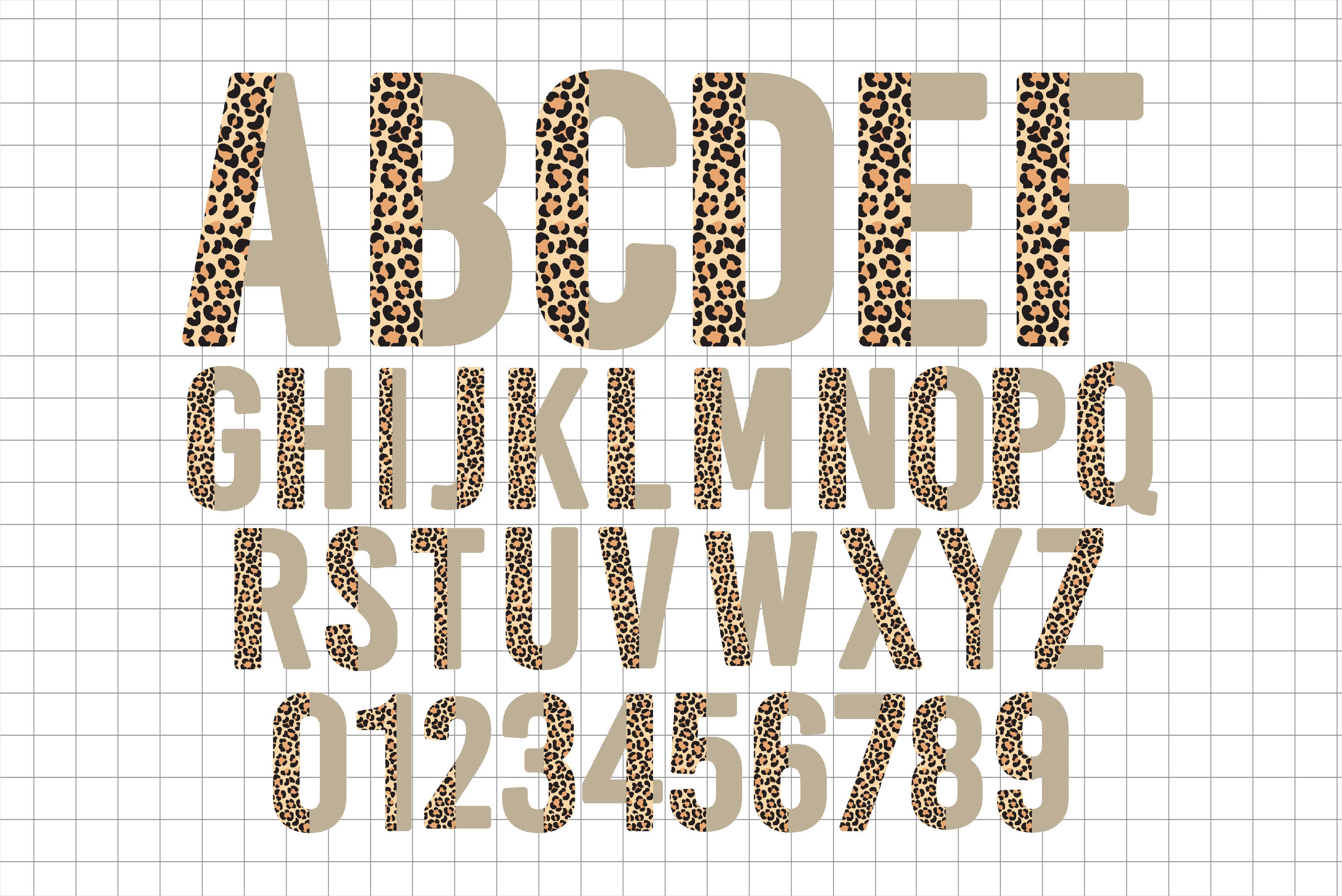Half Leopard Alphabet Letters PNG Bundle Boho Alphabet PNG - Etsy