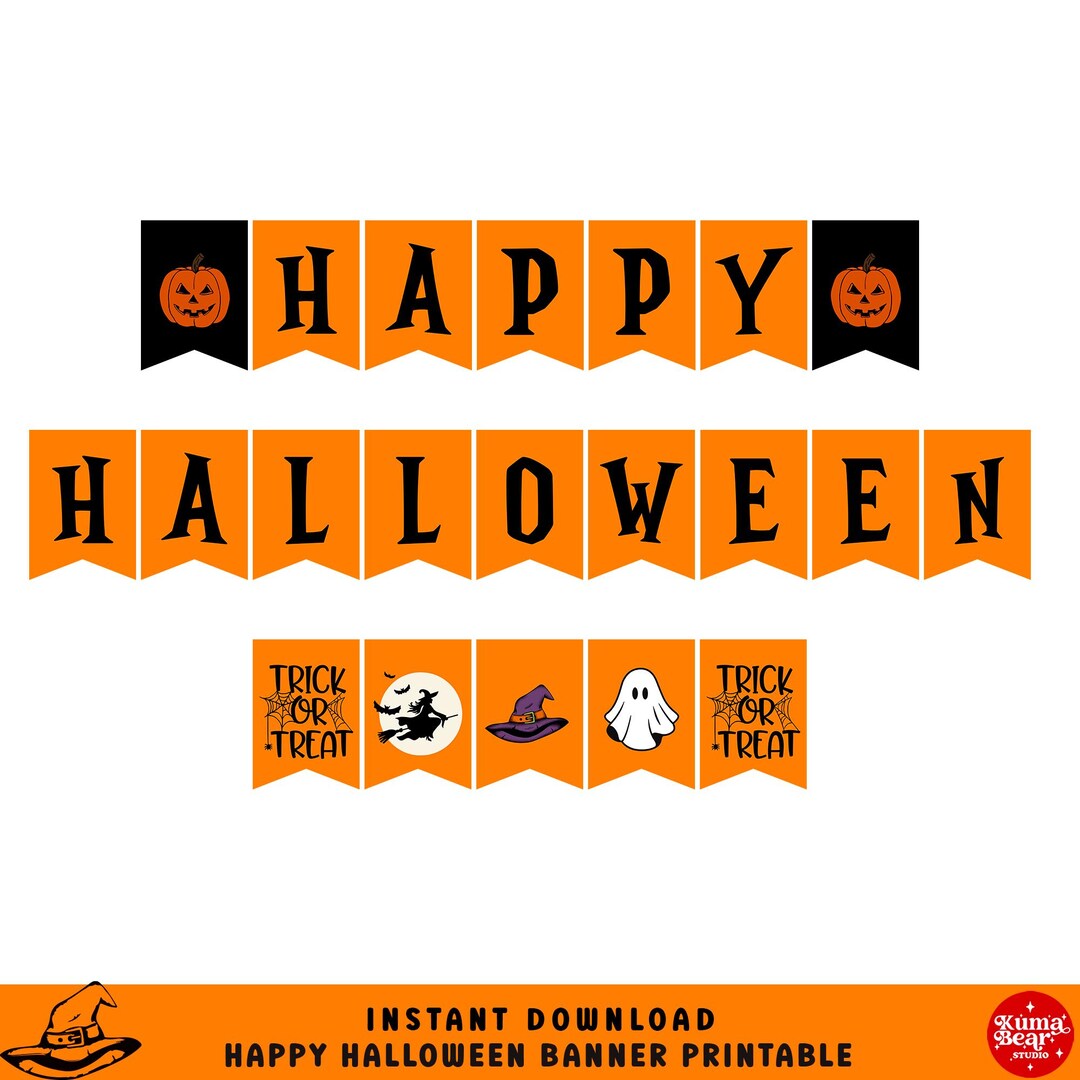 Printable Halloween Banner, Halloween Garlands Flags Bunting, Spooky ...