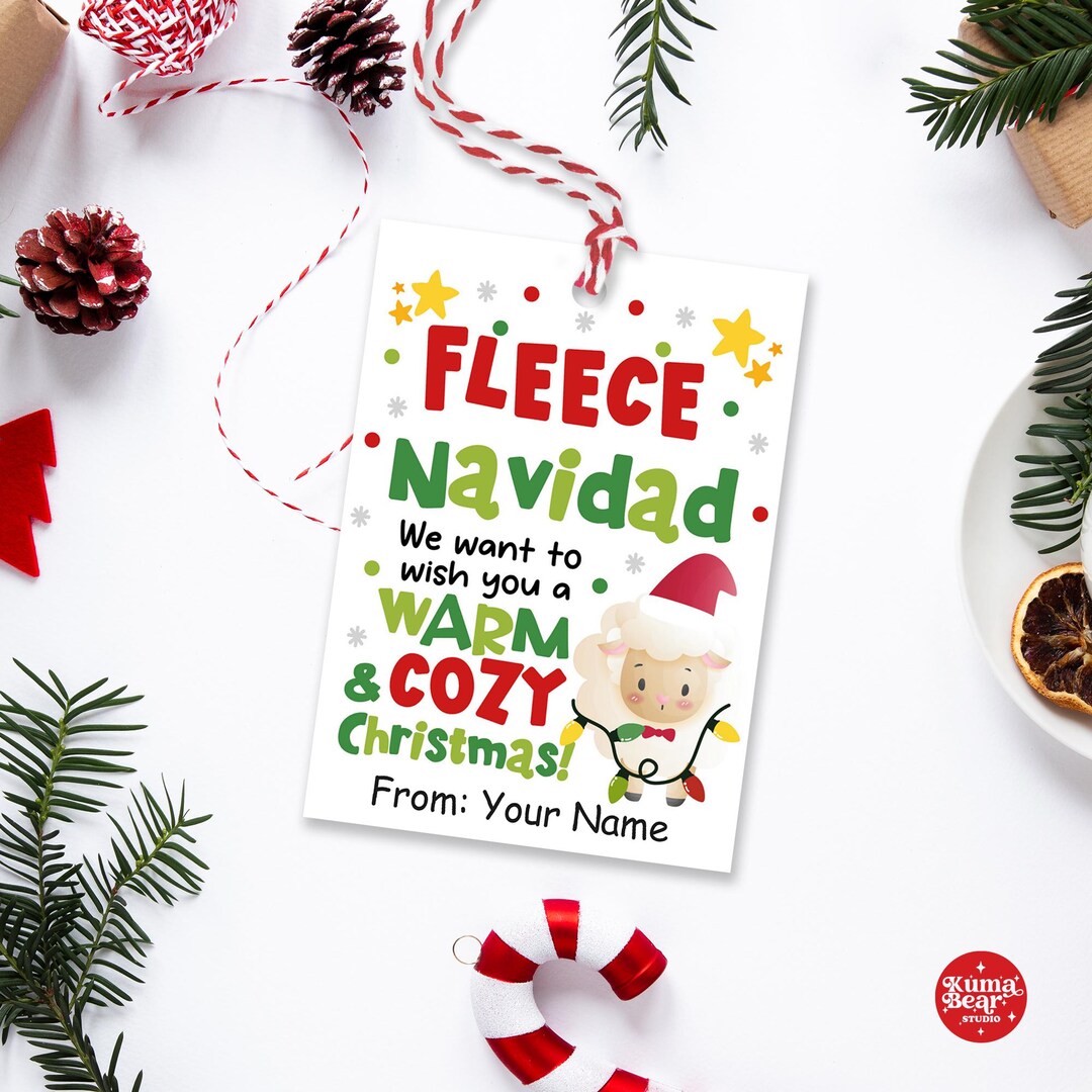 Fleece Navidad Christmas Gift Tags Printable, Warm Cozy Holiday Favors ...