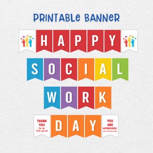 Social Work Month Banner Printable, Social Worker Month Printable ...