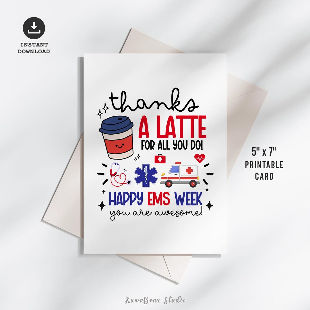 Emergency Medical Services, EMS Week Card Printable, Thank You Card for ...