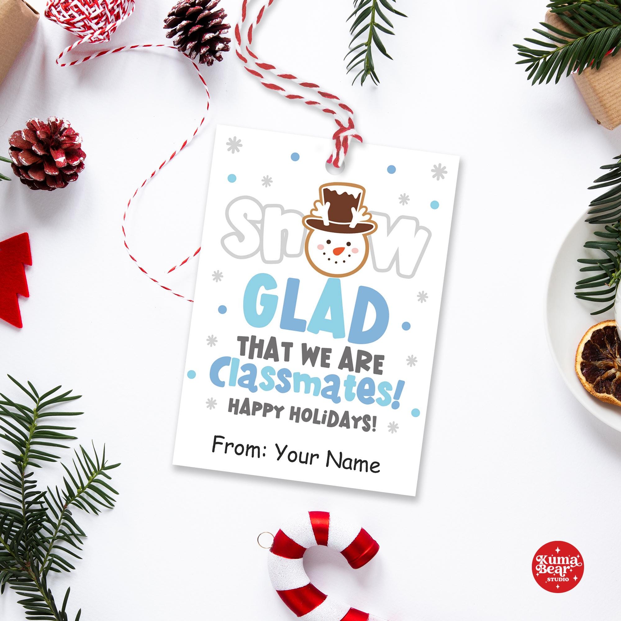 Christmas Classmates Tags Printable, Snowman Treat Tag for Kids Friends ...