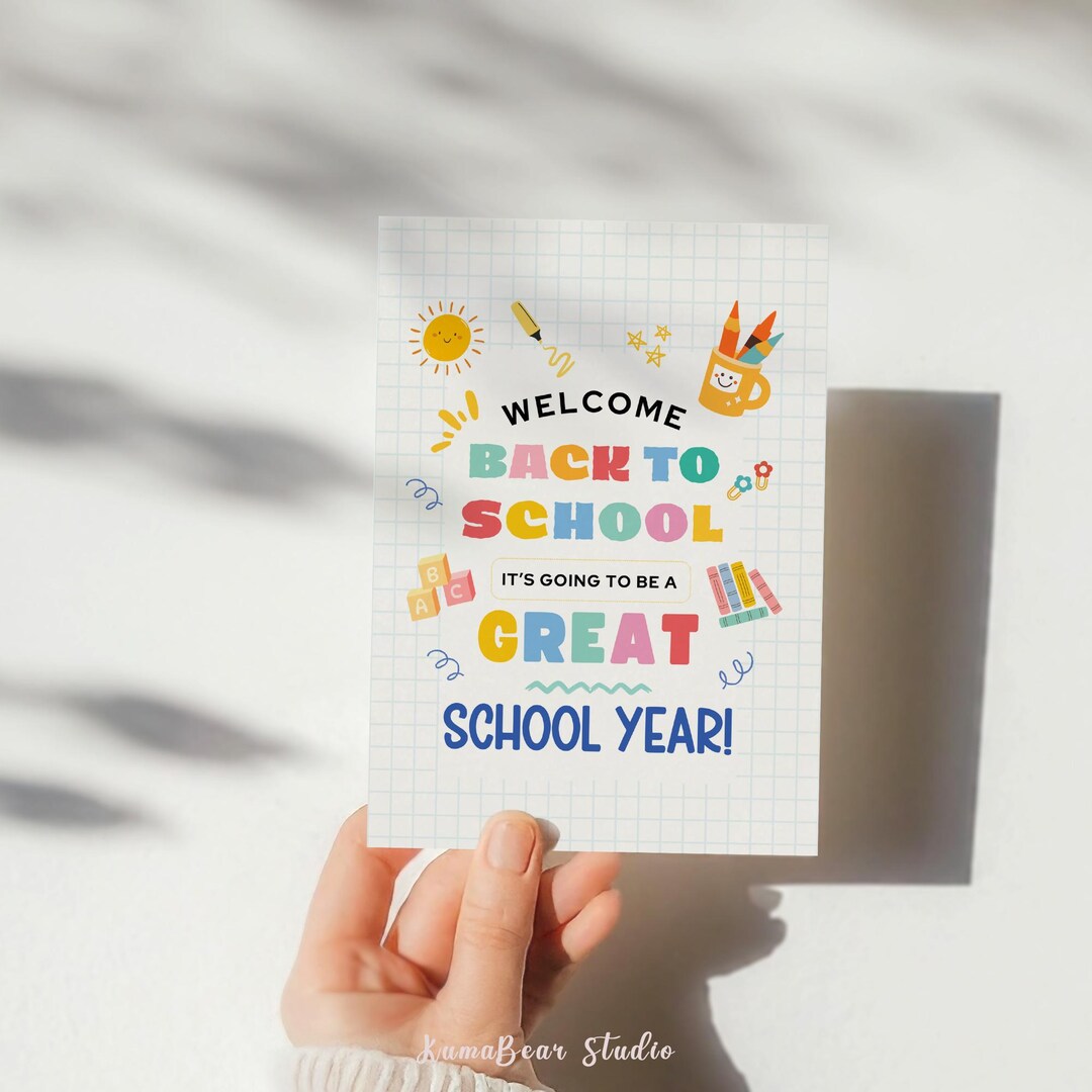 Back to School Card Printable, Happy First Day of School Card, Welcome ...