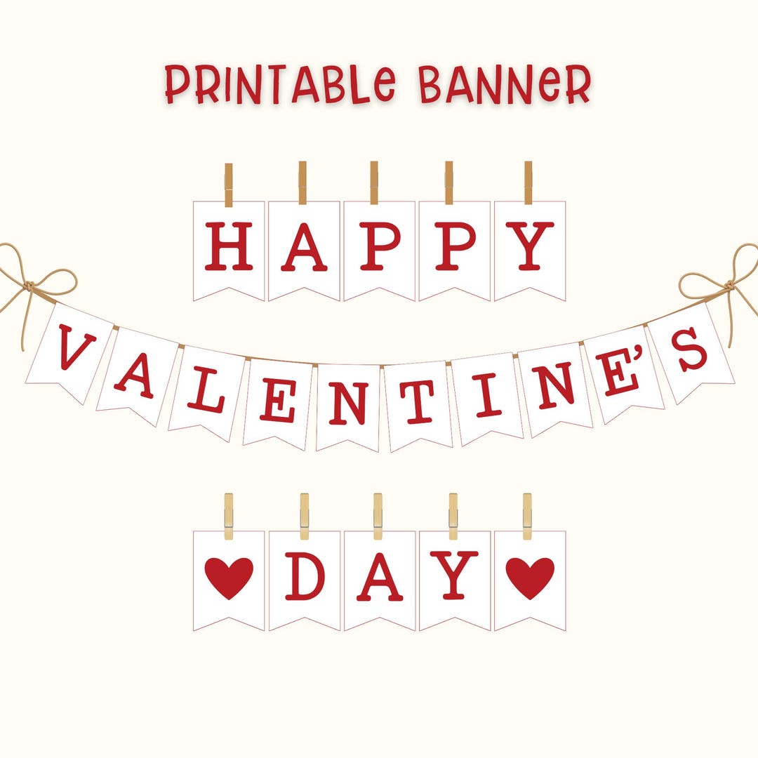 Valentine's Day Printable Banner, Valentine Decor, Valentines Day Sign ...