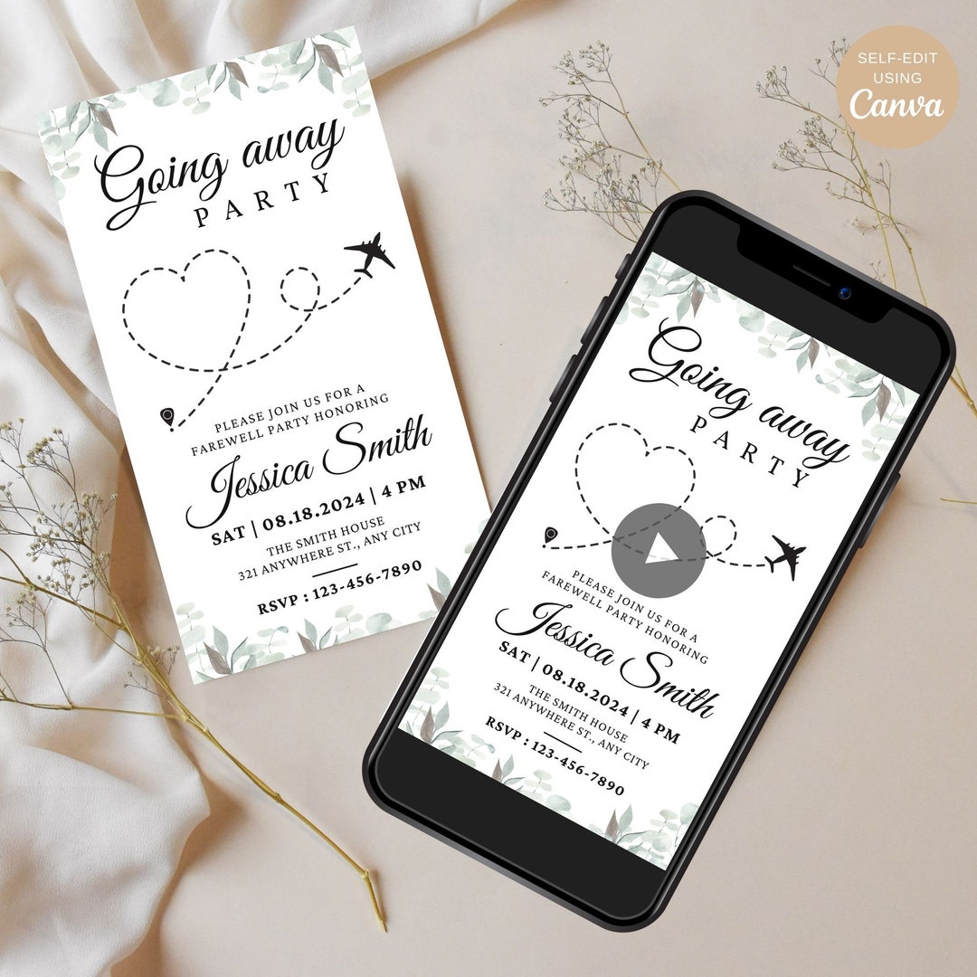 Going Away Invitation Farewell Goodbye Party Invite, Modern Farewell ...