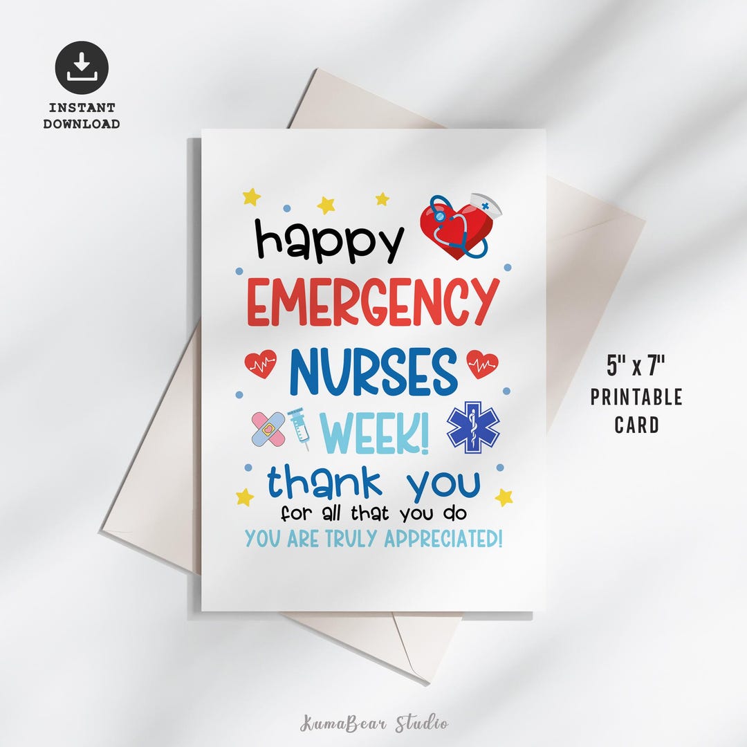 Emergency Nurse Appreciation Card Printable – Thank You Greeting Card ...