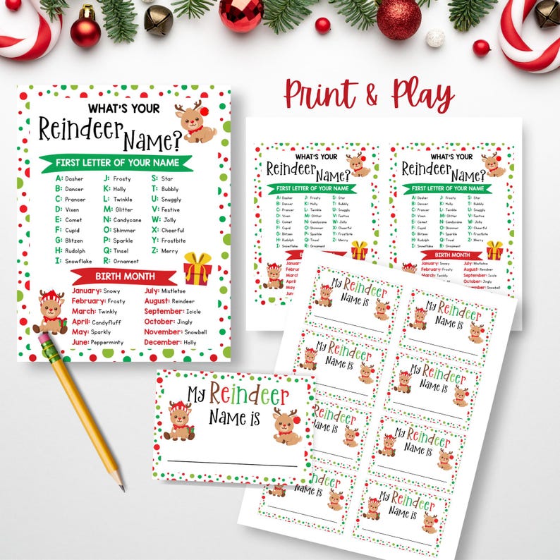 What's Your Reindeer Name Christmas Game Printable - Etsy