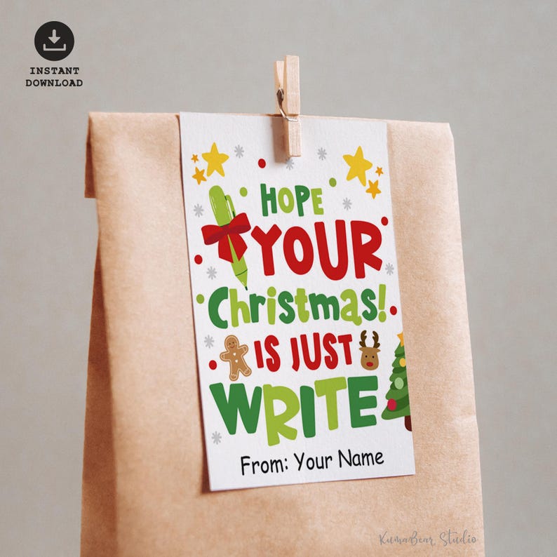 Christmas Teacher Gift Tags, Printable Holiday Just Write Appreciation ...