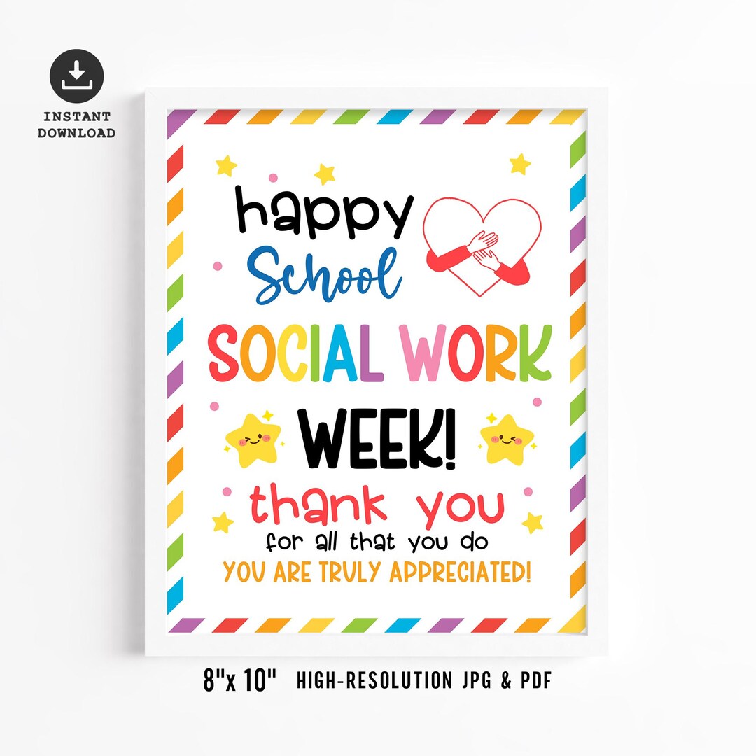 School Social Work Week Sign Printable, Social Worker Appreciation ...