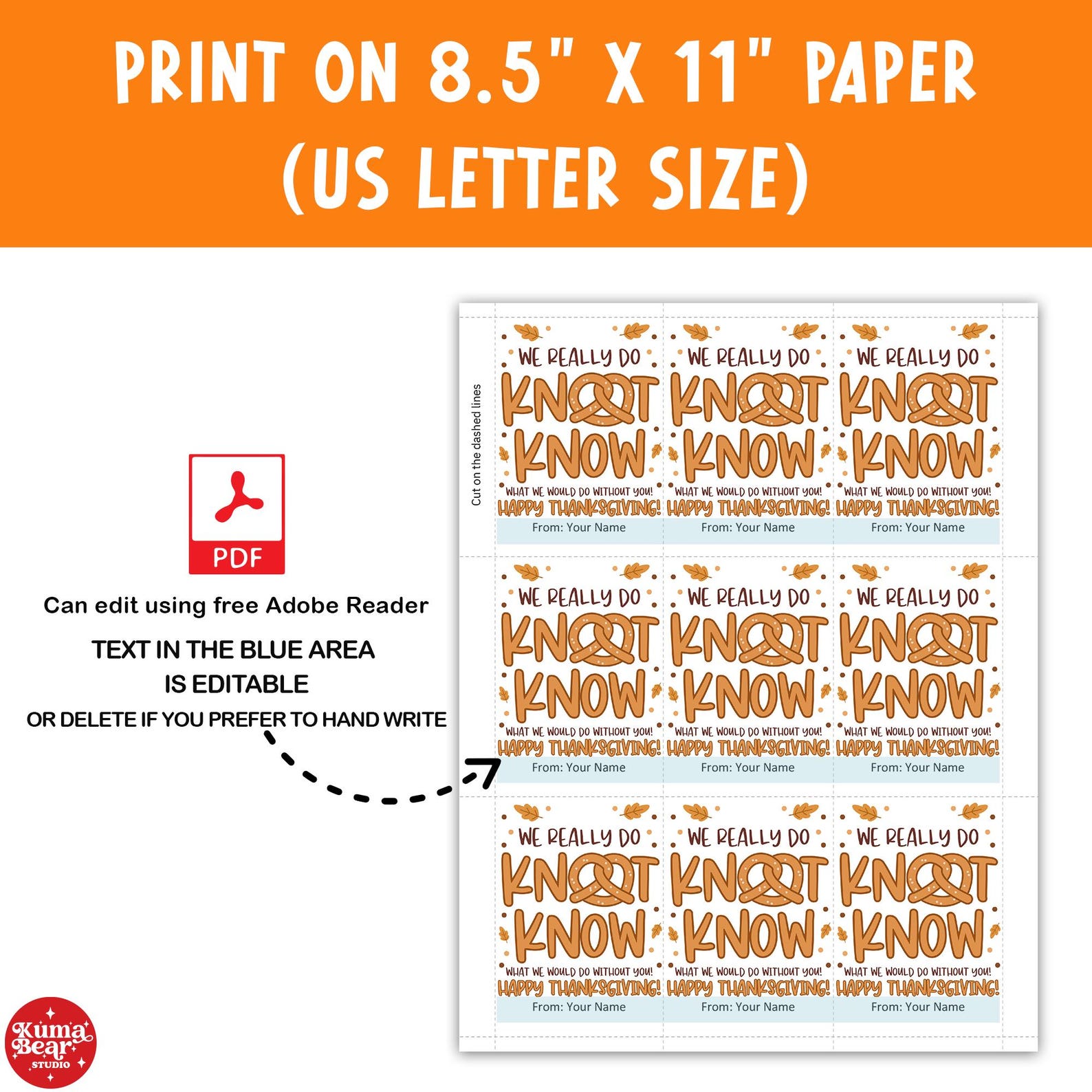 Thanksgiving Gift Tags – We Really Do Knot Know Pretzel Tags, Fall ...