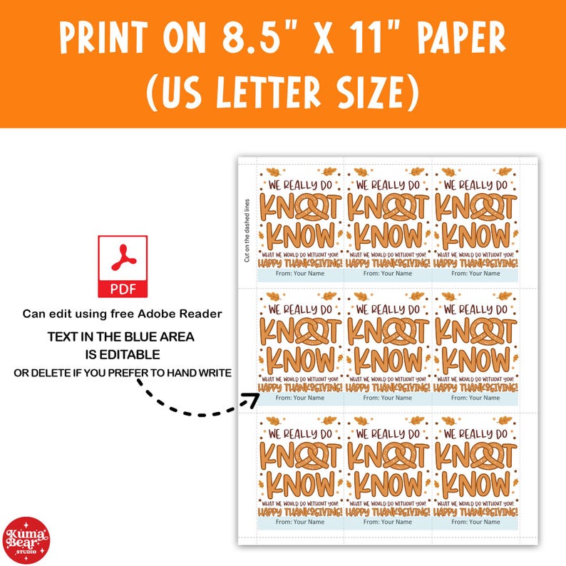 Thanksgiving Gift Tags – We Really Do Knot Know Pretzel Tags, Fall ...