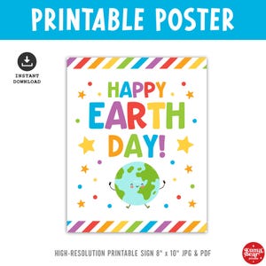 Earth Day Sign Printable, Earth Day Poster, Happy Earth Day Printable ...
