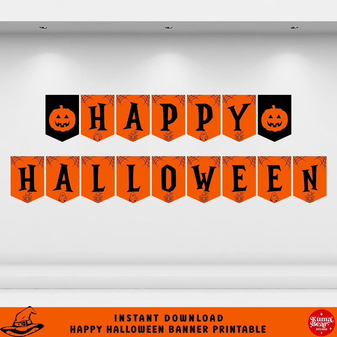Happy Halloween Banner Printable Halloween Bunting Flag Banner ...