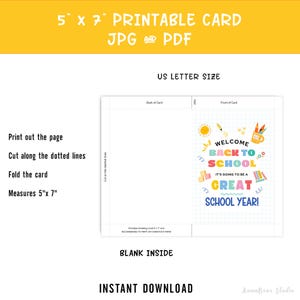 Back to School Card Printable, Happy First Day of School Card, Welcome ...