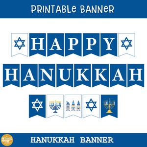 Printable Banner Hanukkah Festival of Lights Jewish Holiday Decor ...