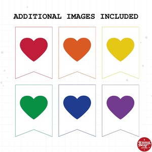 Printable Happy Pride Month Banner, LGBTQ Rainbow Heart Garland, Love ...