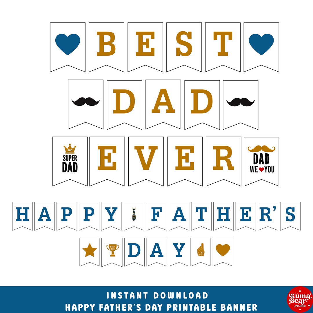 Father's Day Banner Printable, Best Dad Ever Banner Printable, Fathers ...