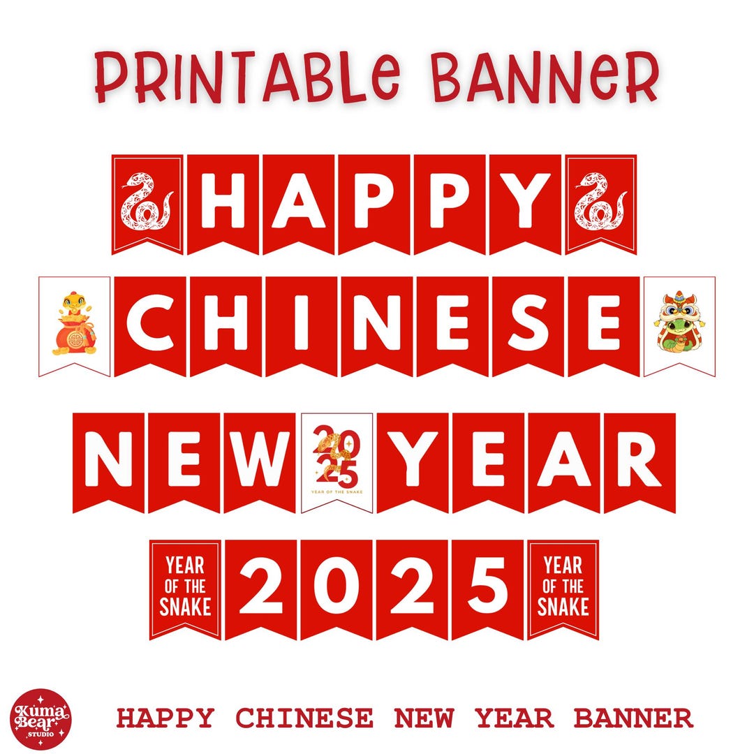 2025 Year of the Snake Decor, Lunar New Year 2025 Banner, Chinese New ...