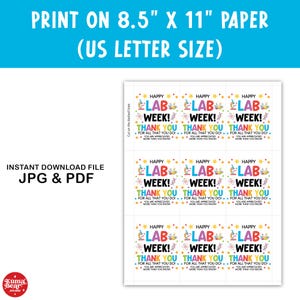 Lab Week Tag Printable, Thank You Label for Medical Lab Professionals ...