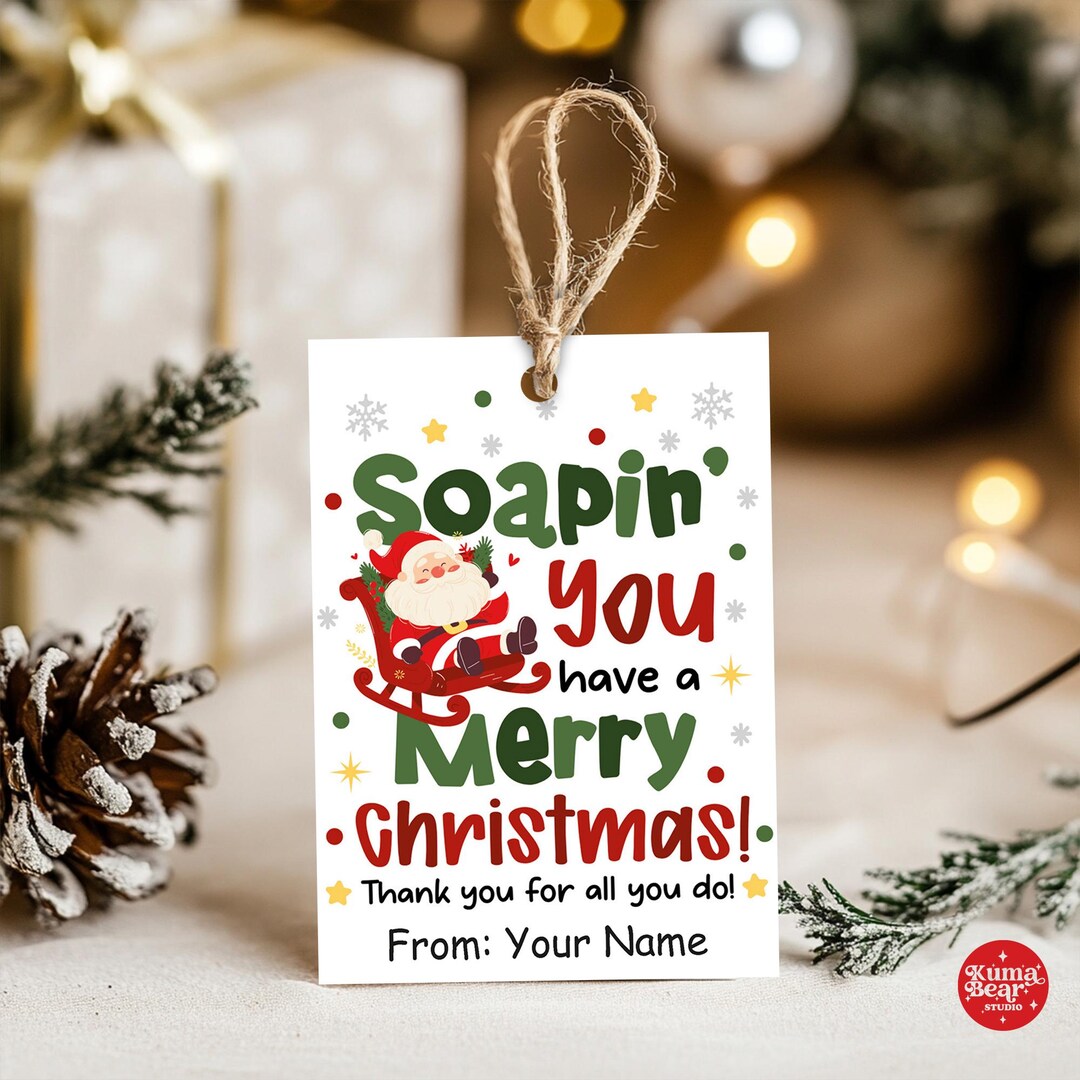 Christmas Santa Gift Tags, Soapin’ You Have a Merry Christmas Tag ...