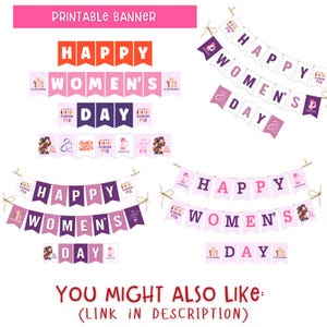 Women's Day Banner Printable, Happy Women's Day Printable Banner ...