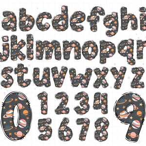 Space Doodle Alphabet Bundle, Space PNG Letters, Space Sublimation ...