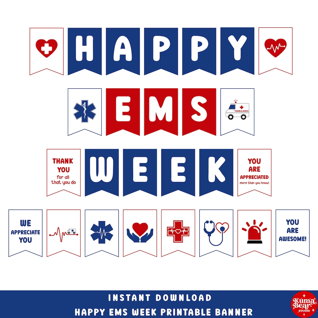 EMS Week Banner Printable, Emergency Medical Services Week Decorations ...
